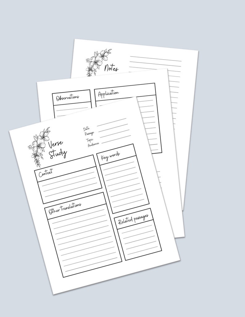 Bible "verse Study" Resource: Bible Study Sheets With Bonus "notes ...