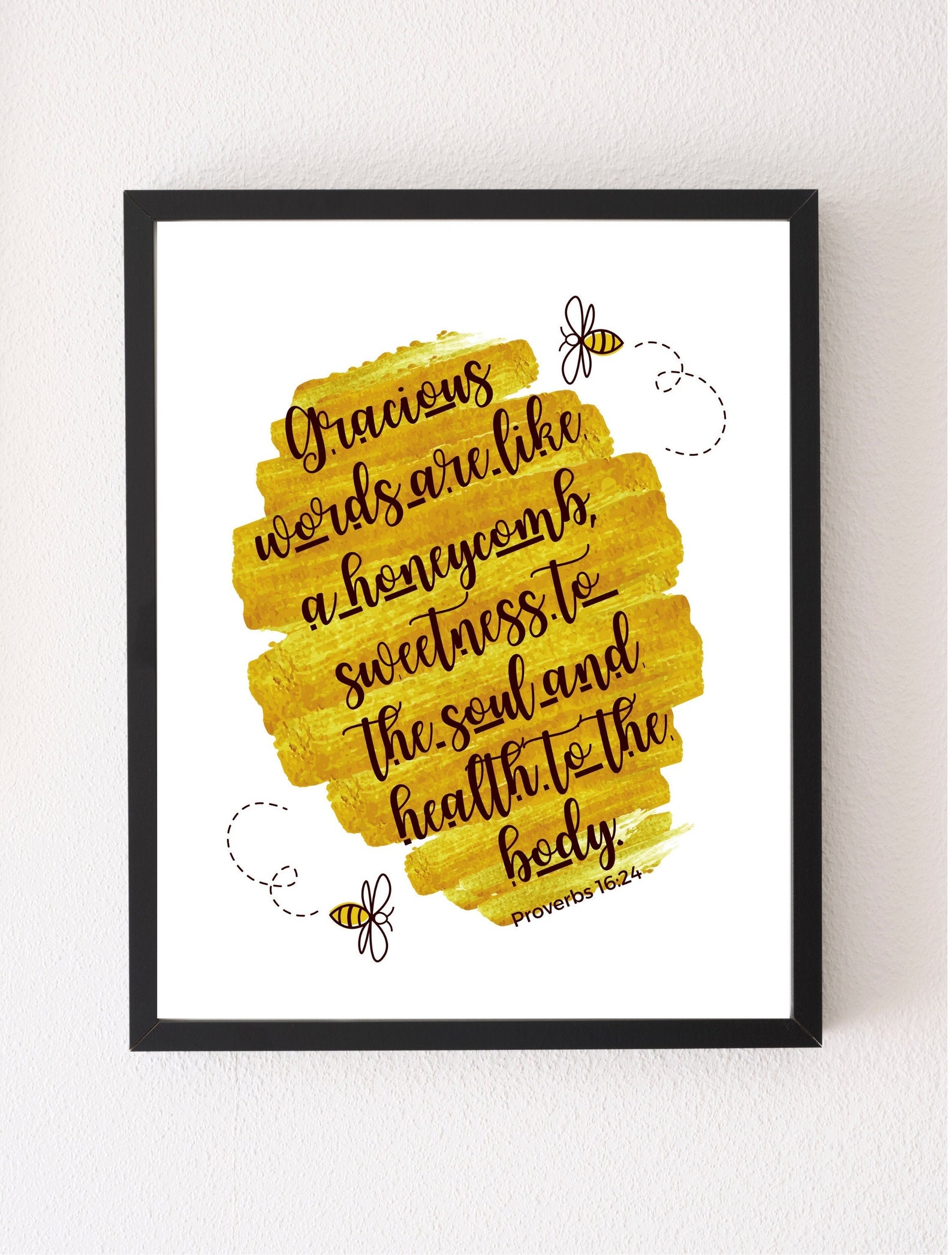 Proverbs 16:24 Gracious Words Are Like Honeycomb Christian Kitchen Wall ...