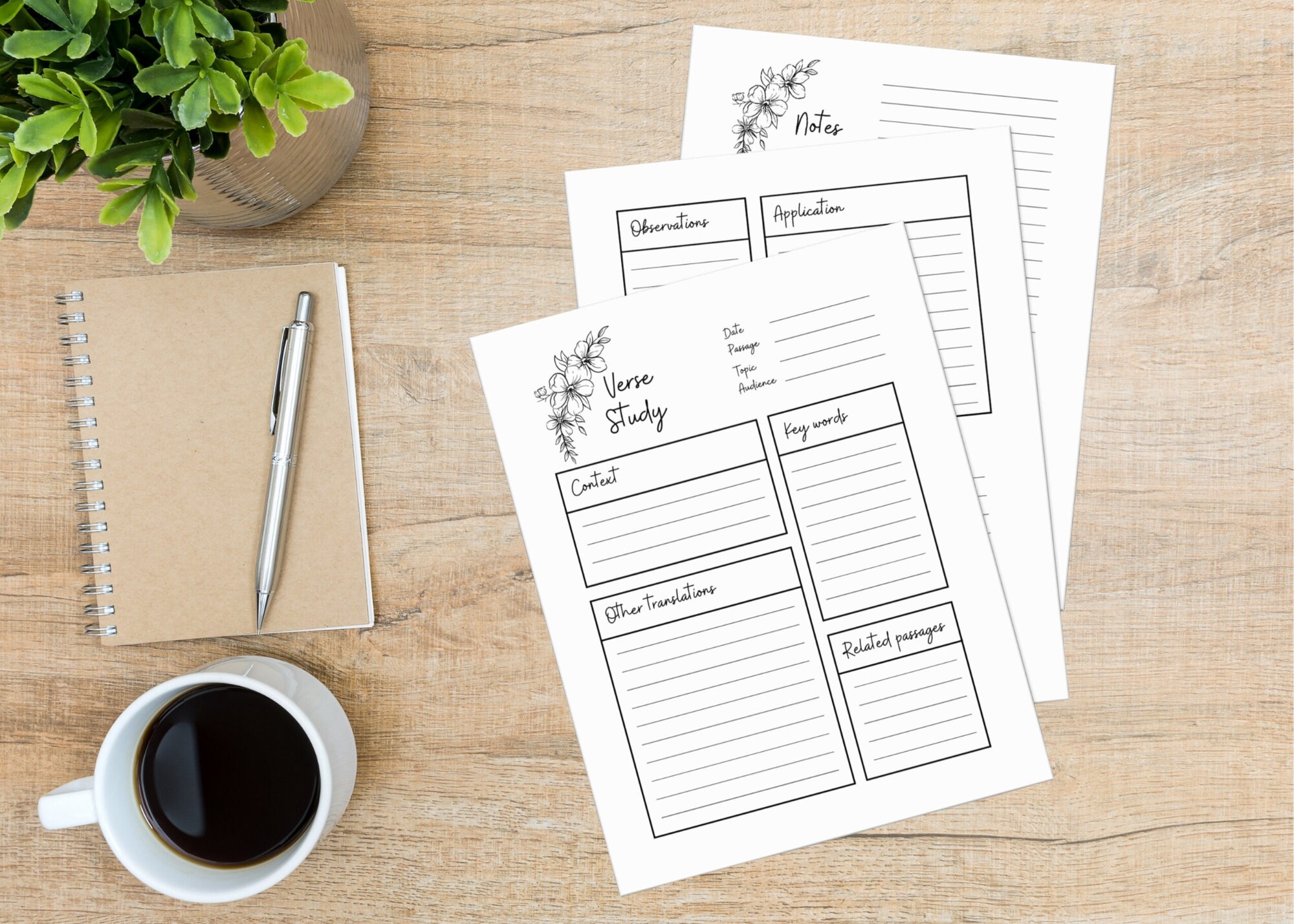 Bible "verse Study" Resource: Bible Study Sheets With Bonus "notes ...