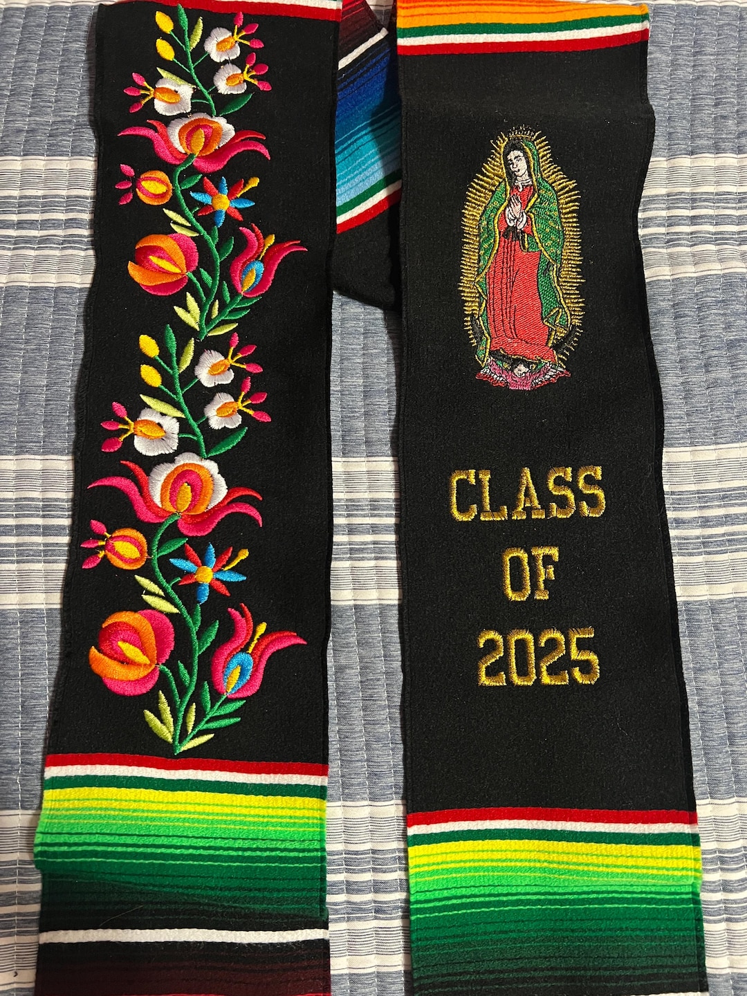Virgen De Guadalupe 2025 Personalized Serape Graduation Stole Sash ...
