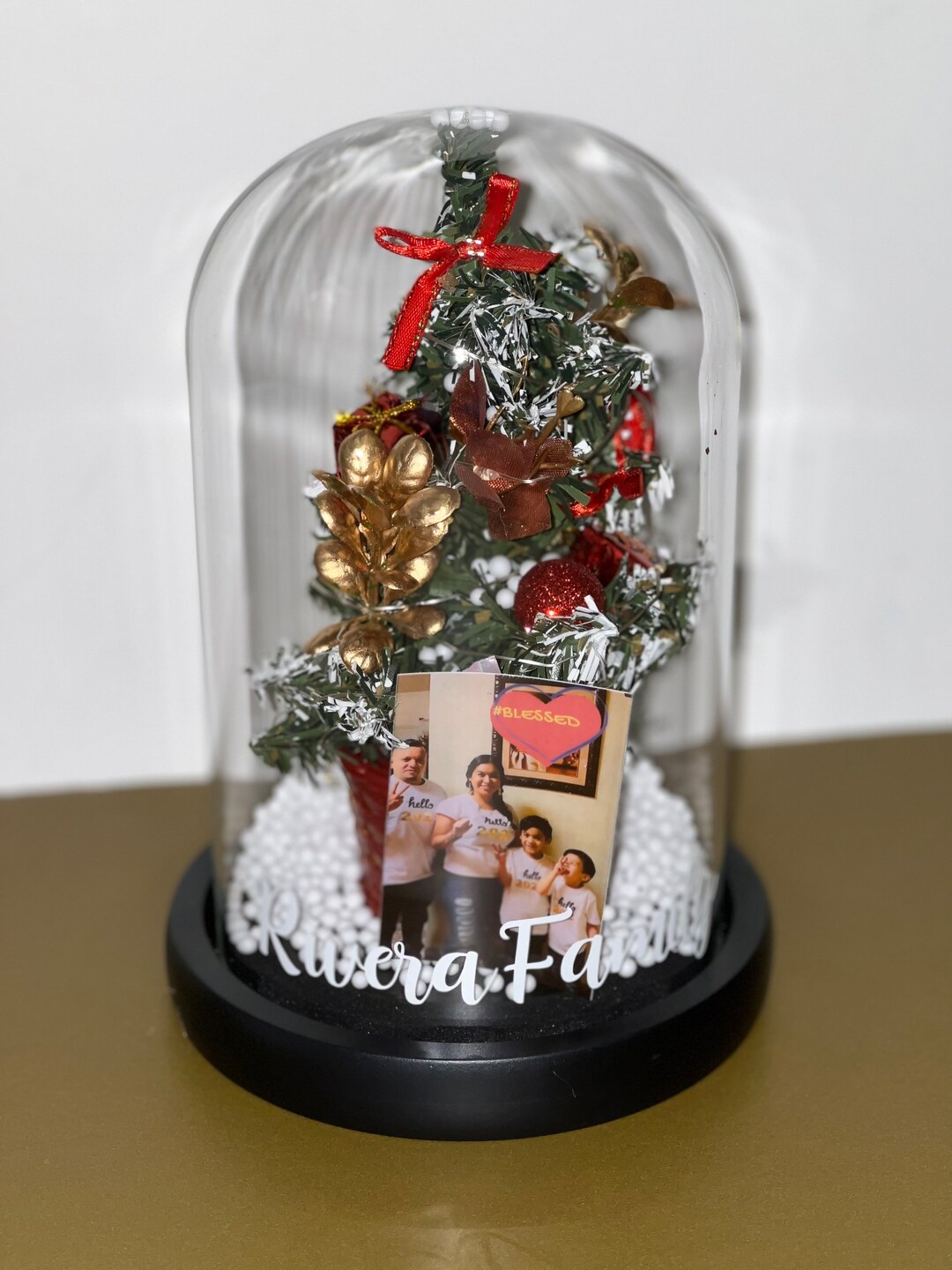 Personalized Christmas Family Dome With LED Lights - Etsy