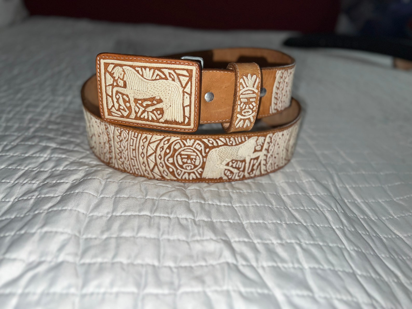 Authentic Handmade Mexican Leather Belt, Authentic Embroidered Belt ...