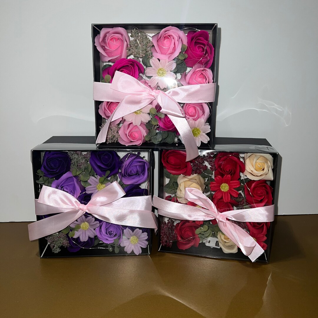 Box of Soap Roses With LED Lights, Personalized, Mother’s Day, Birthday ...