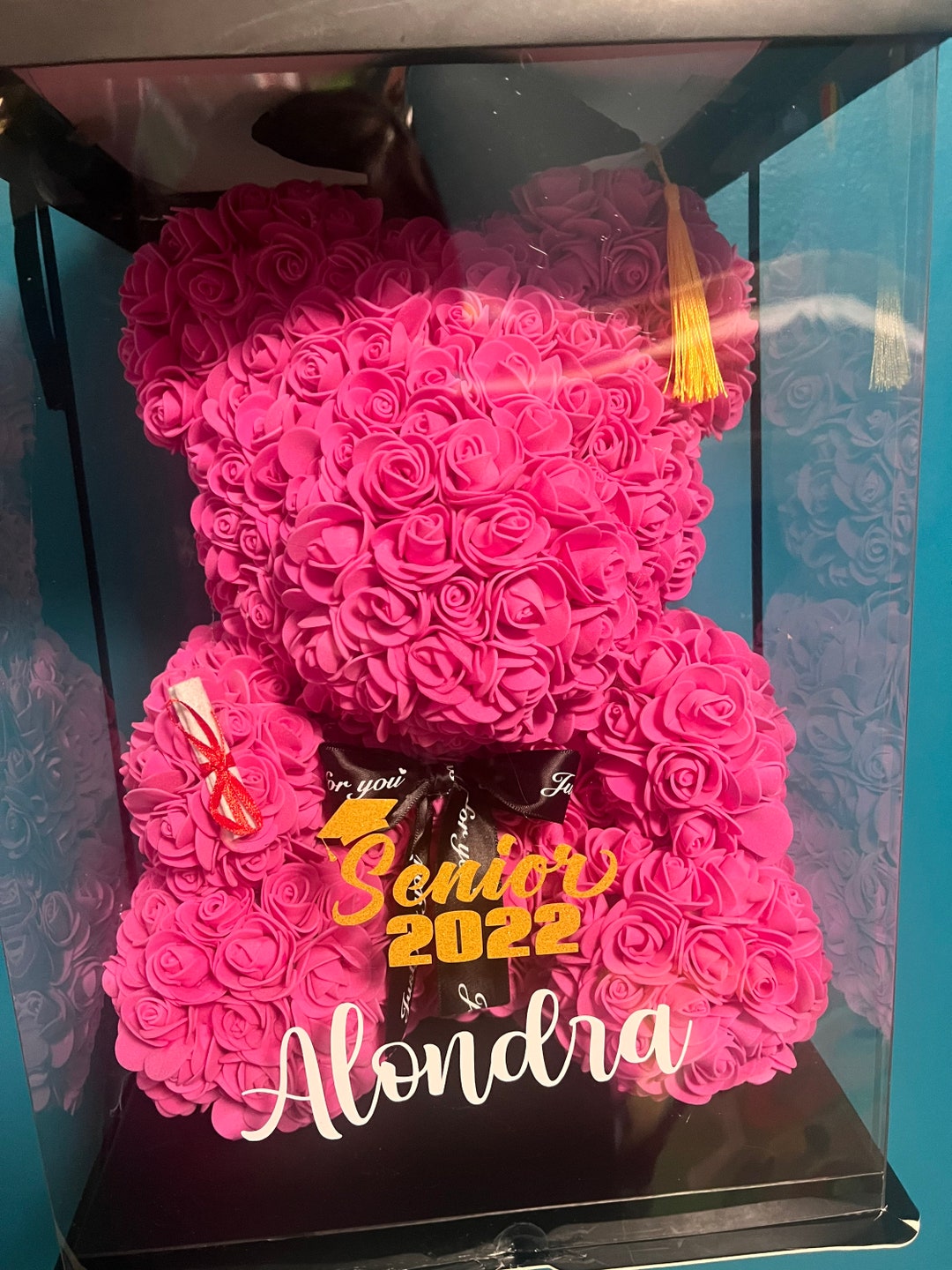 Personalized Graduation Rose Bear, Class 2024 Bear, Senior 2024, Rose ...