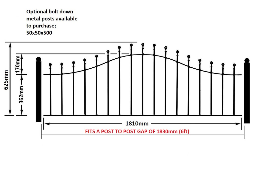 Manor Ball Finial Arched Metal Railing Panel 1830mm GAP X - Etsy