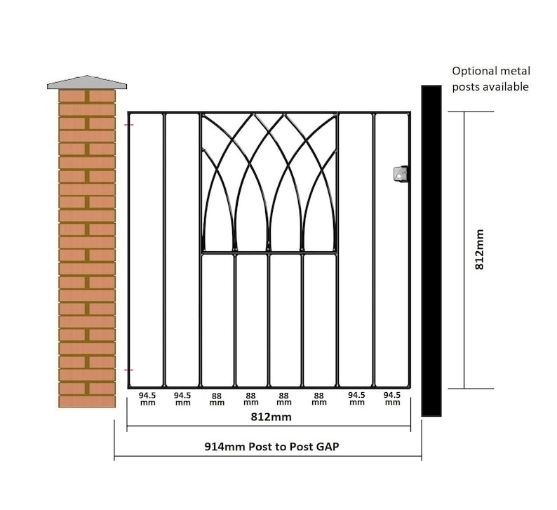 Abbey Modern Flat Top Metal Garden Gate 812mm High - Etsy UK