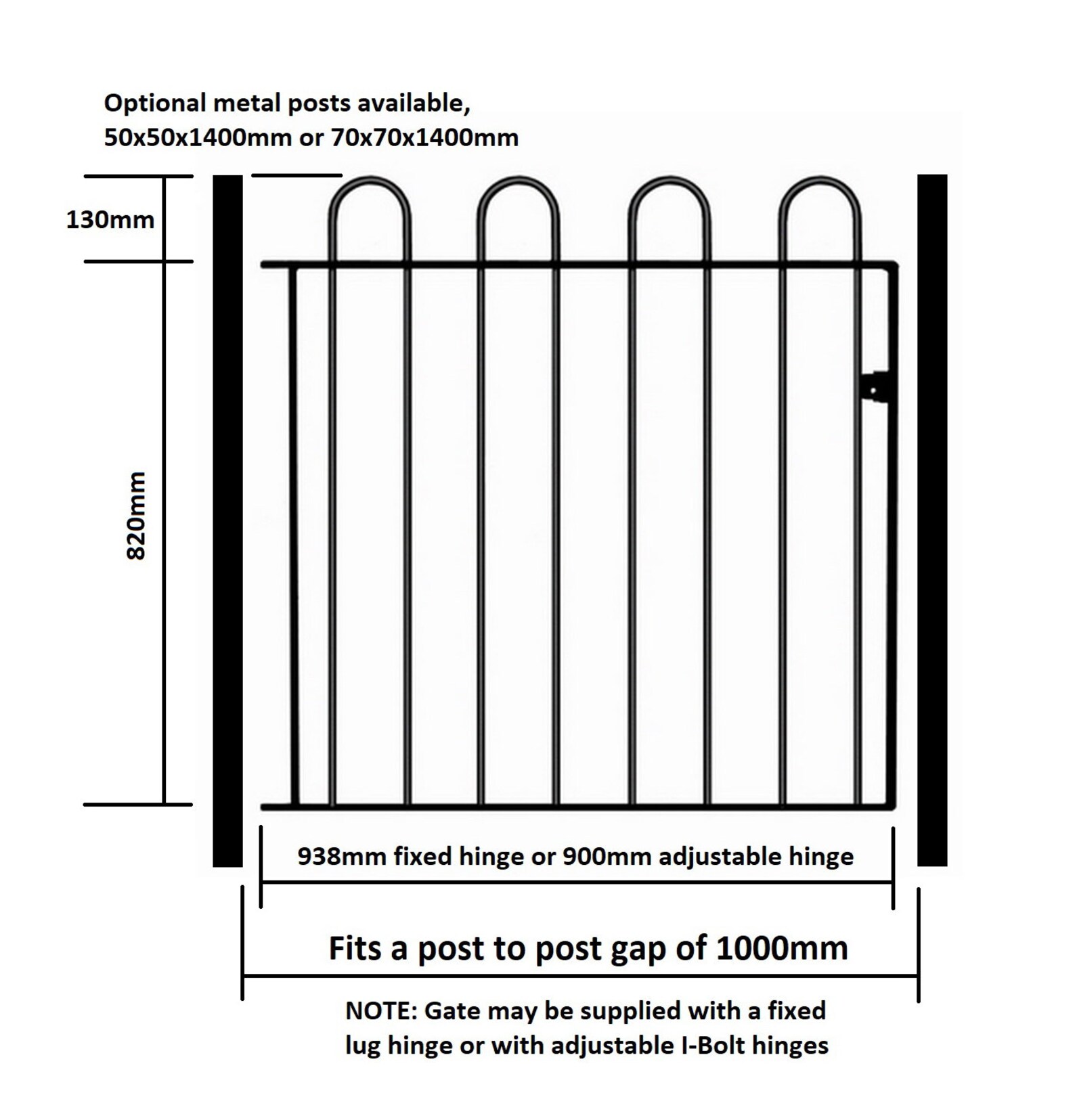 Court Hoop Top Metal Garden Gate 1000mm Gap X 950mm High - Etsy UK