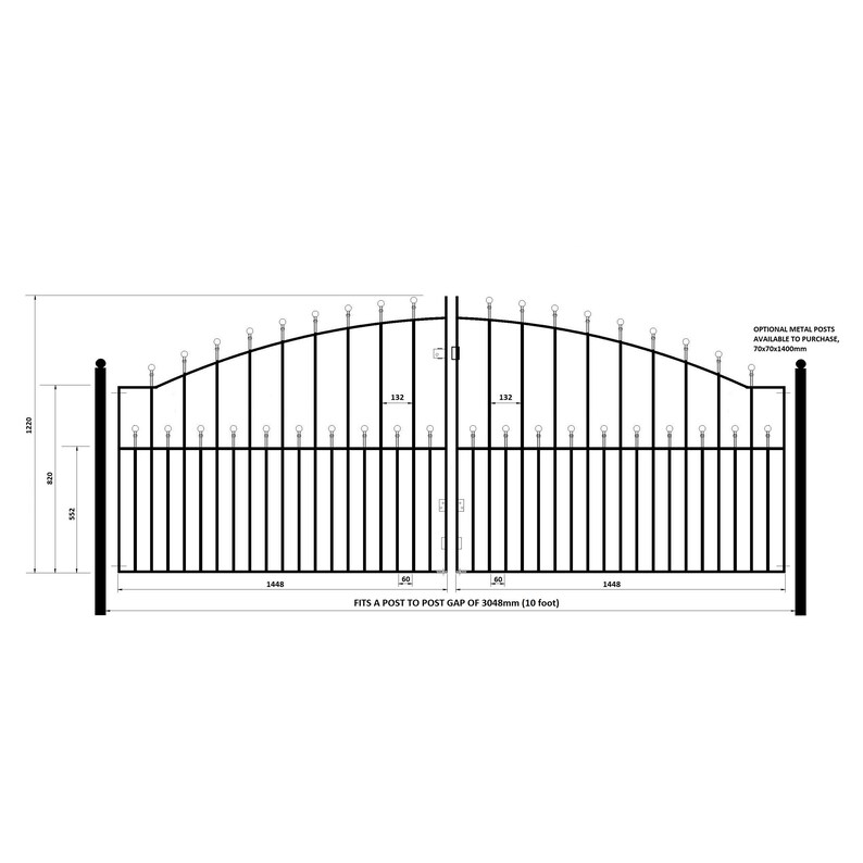 Manor Ball Finial Arched Metal Driveway Garden Gates Wrought Iron Style ...