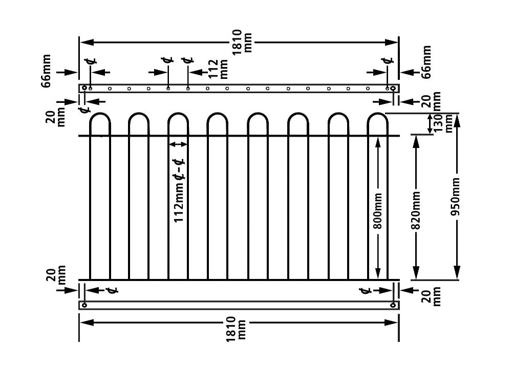 Court Hoop Top Metal Garden Fence Panel 1830mm GAP X 950mm High Fencing ...