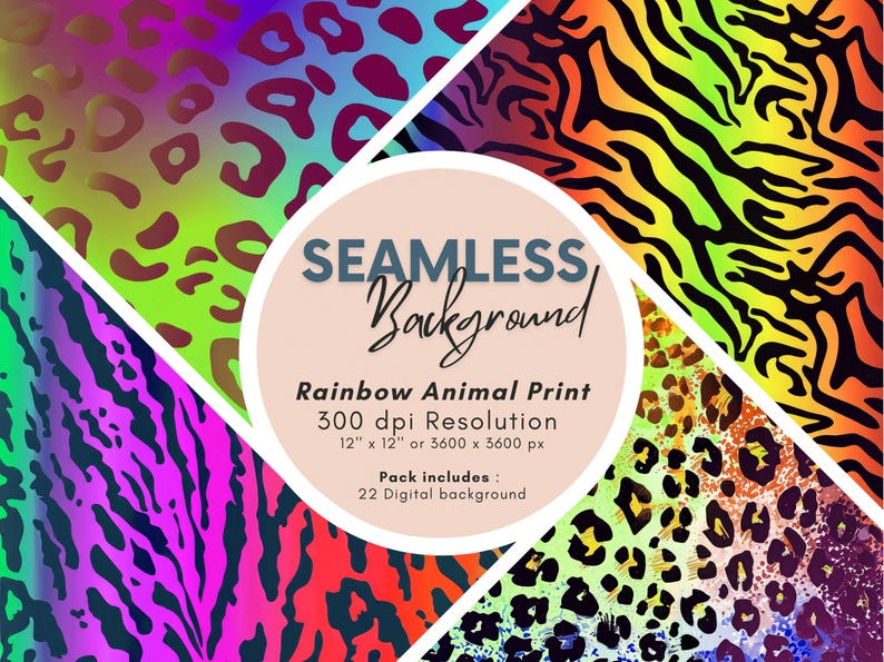 Rainbow Animal Prints Seamless Patterns -watercolor Patterns, Seamless ...