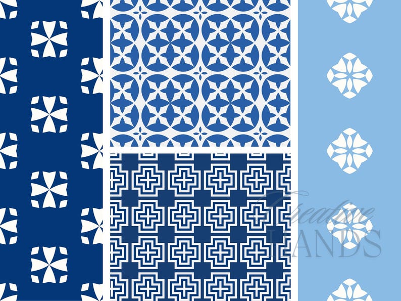 Santorini Seamless Patterns -watercolor Patterns, Seamless Printable ...