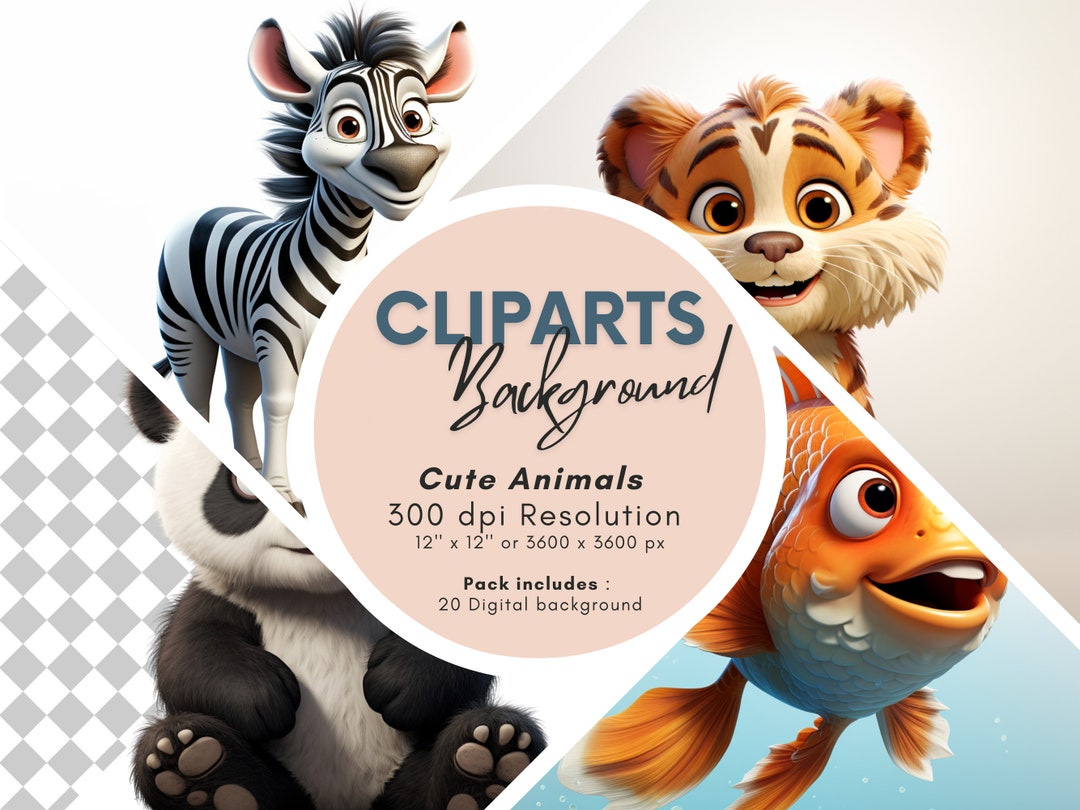 Pixar Style Animals - Clipart, Cute Animals in a Pixar Style in PNG ...