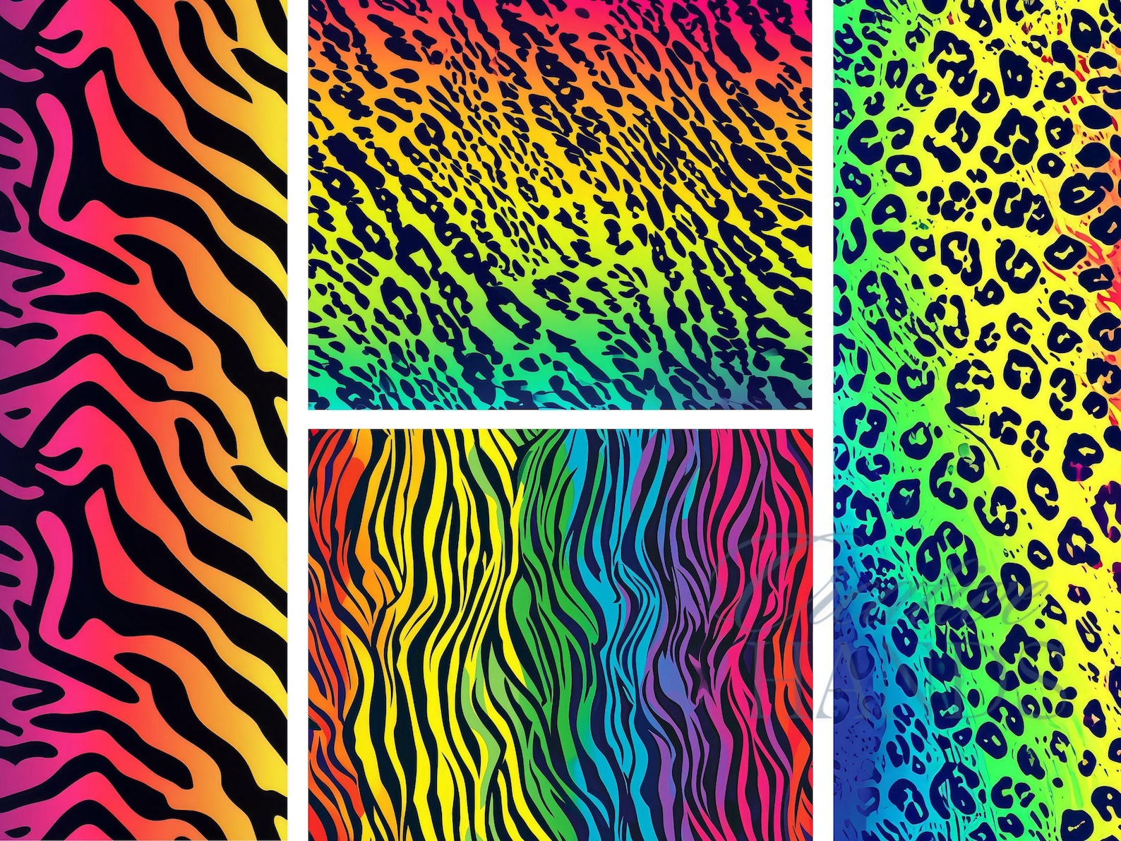 Rainbow Animal Prints Seamless Patterns -watercolor Patterns, Seamless ...