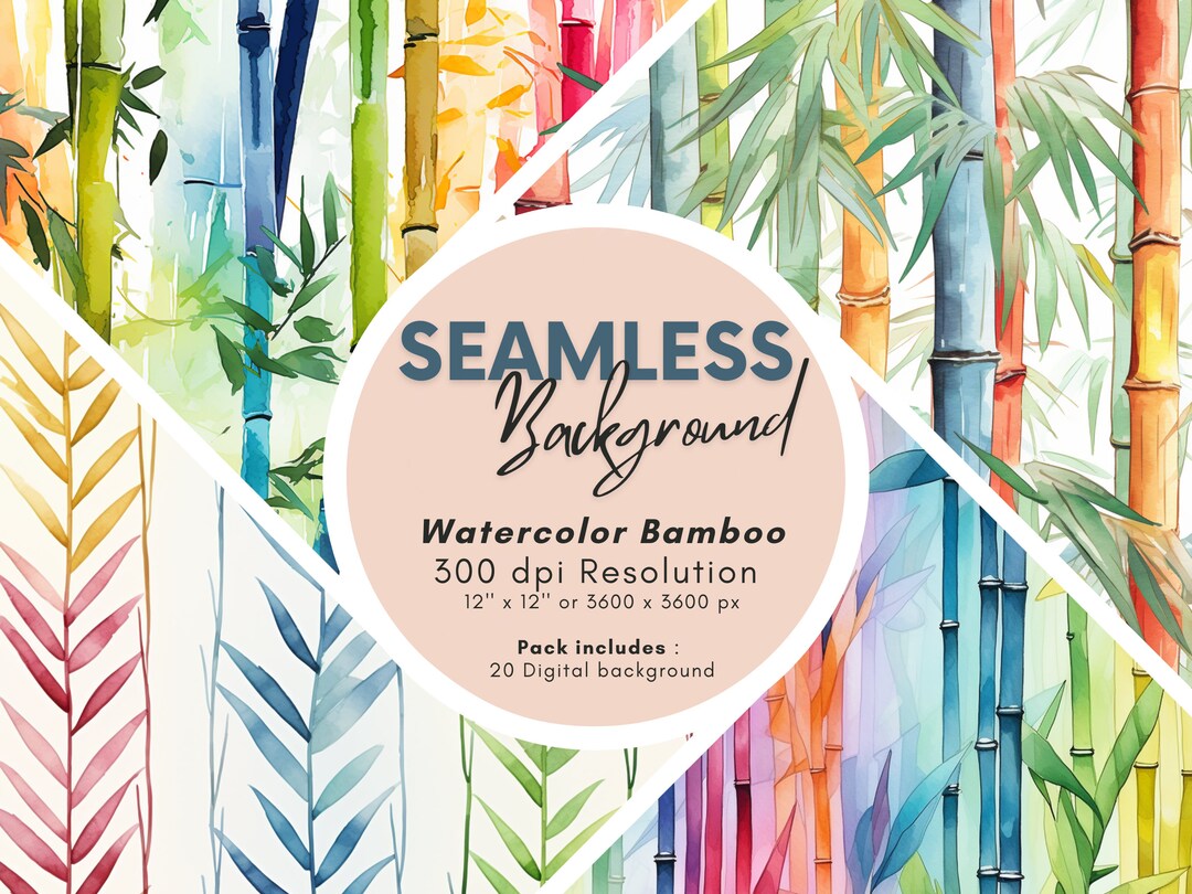 Watercolor Bamboo Digital Paper watercolor Patterns, Seamless Printable ...