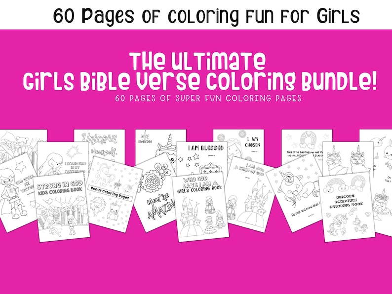 Girls Coloring Book, Scripture Coloring Pages, Kids Coloring Pack ...