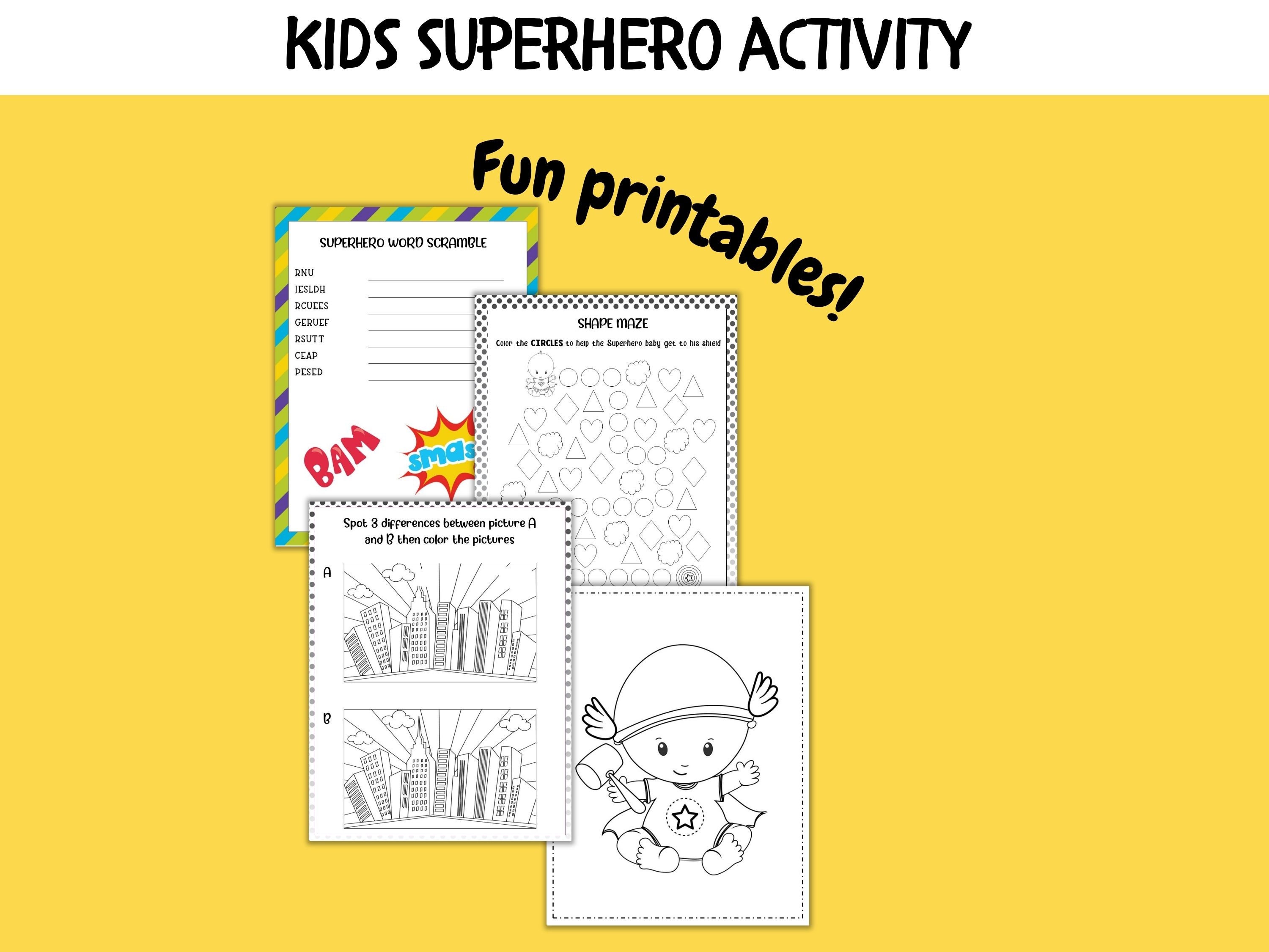 Superhero Activity, Superhero Games, Kids Activity Sheets, Boys ...