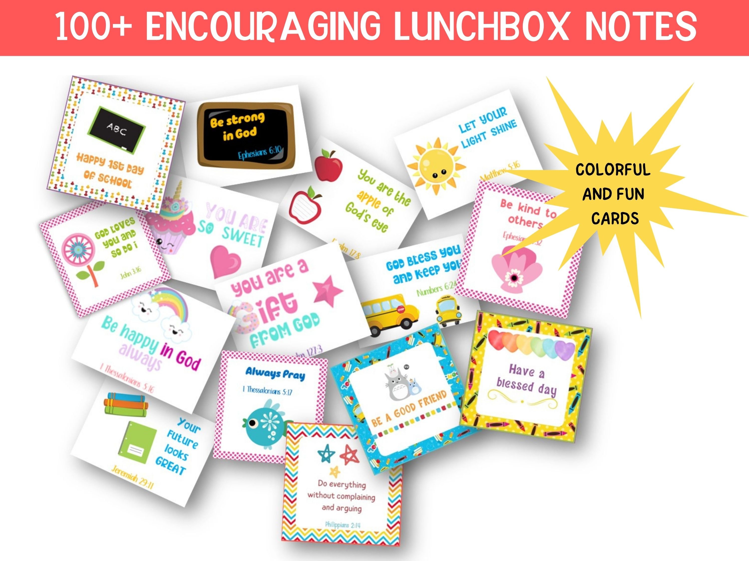 Kids Lunch Notes, Printable Lunchbox Notes, Back to School Notes, Lunch ...