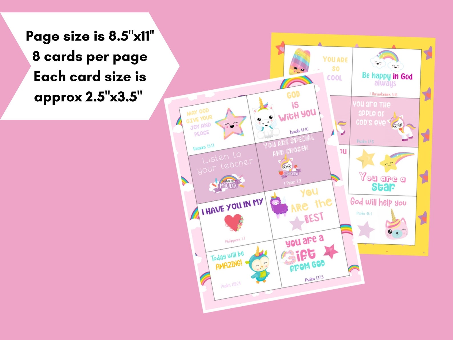 Printable Lunch Cards Unicorn Notes Kids Lunch Notes - Etsy