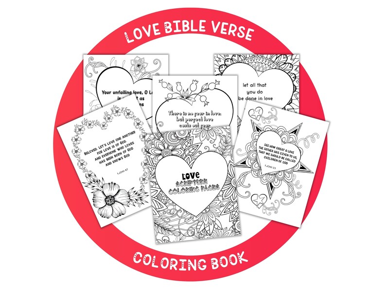 Valentine's Bible Verse Coloring Pages: Hearts Coloring Sheets (digital ...