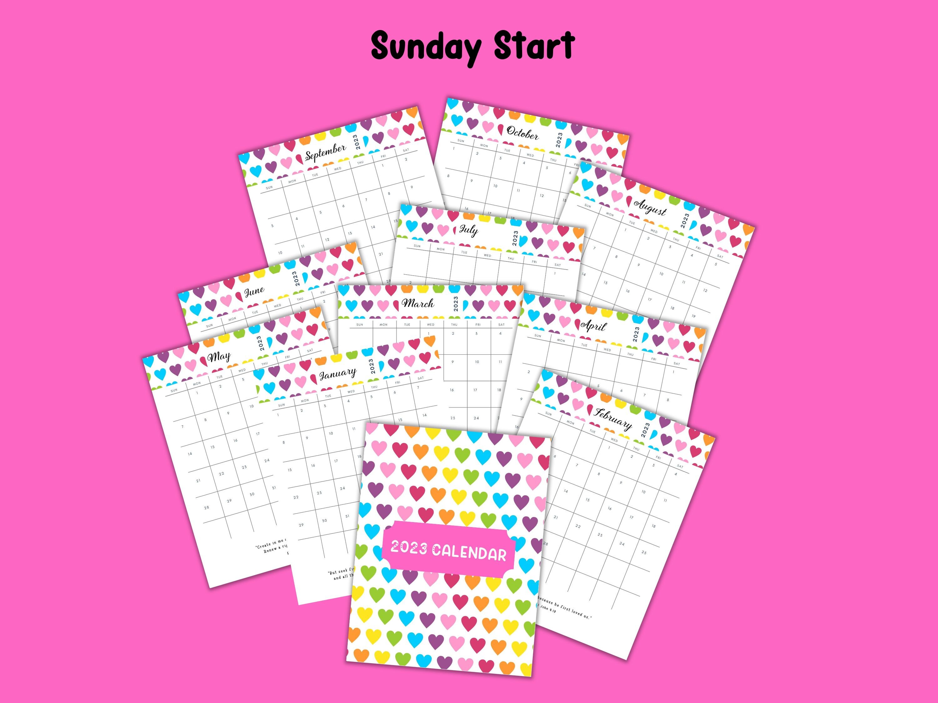 2023 Printable Rainbow Monthly Calendar Scripture Calendar - Etsy