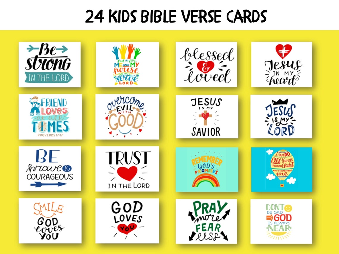 Printable Kids Scripture Cards, Digital Bible Verse Cards, Bible Memory ...