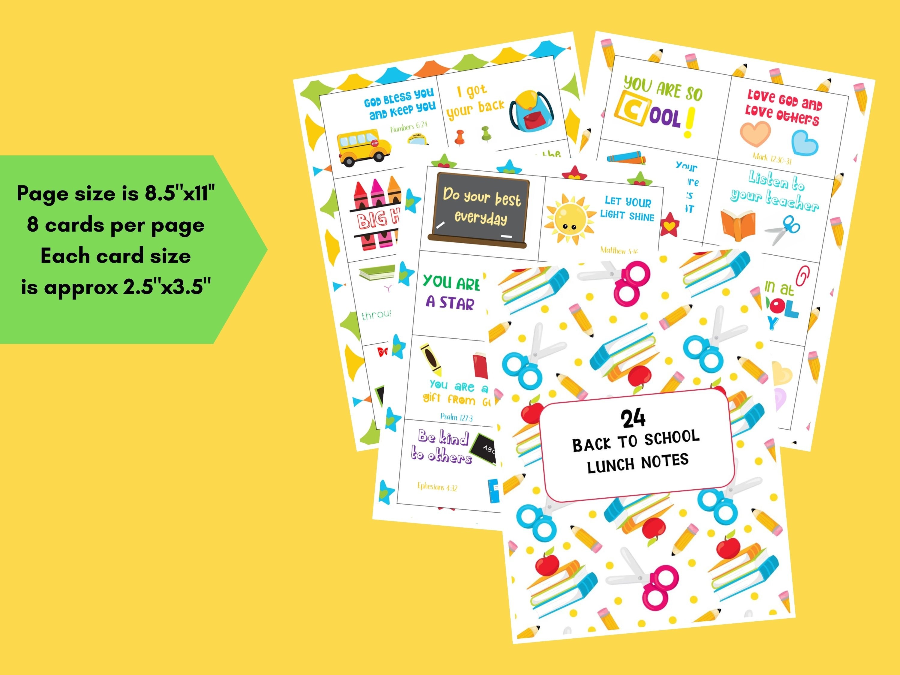 Kids Lunchbox Notes, Printable Love Notes, School Mini Notes, Back to ...