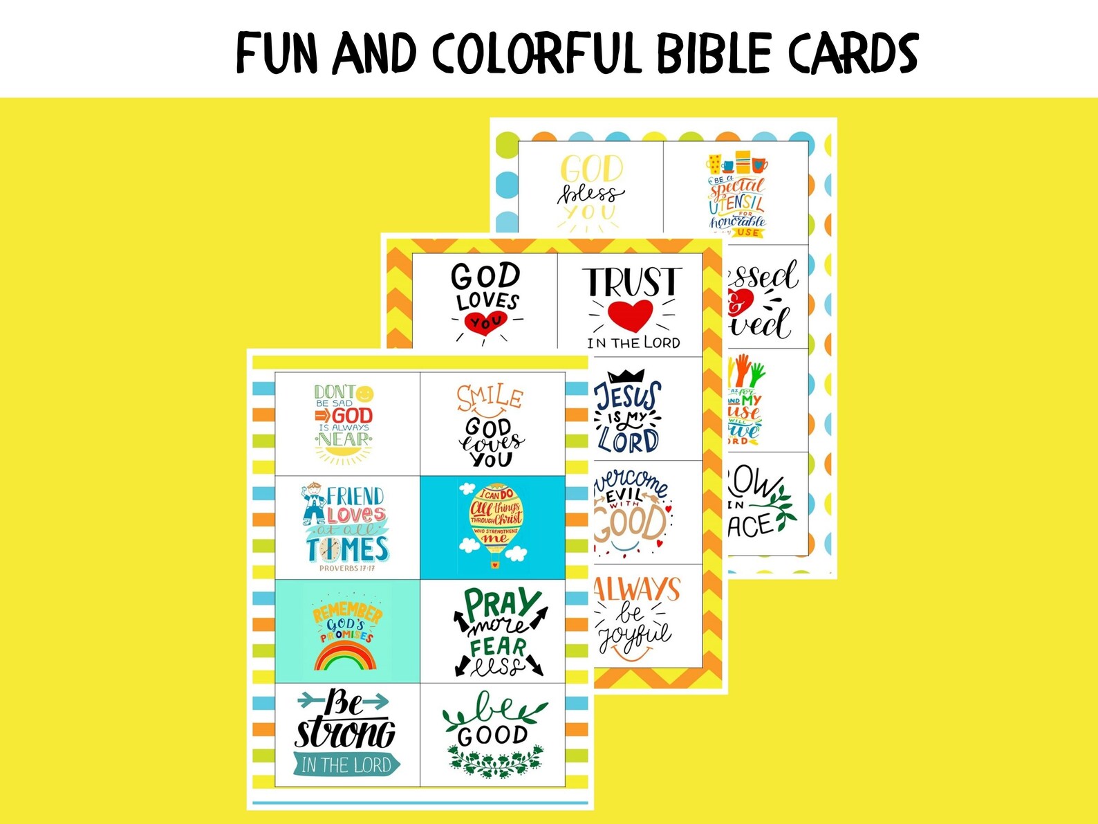 Printable Kids Scripture Cards, Digital Bible Verse Cards, Bible Memory ...