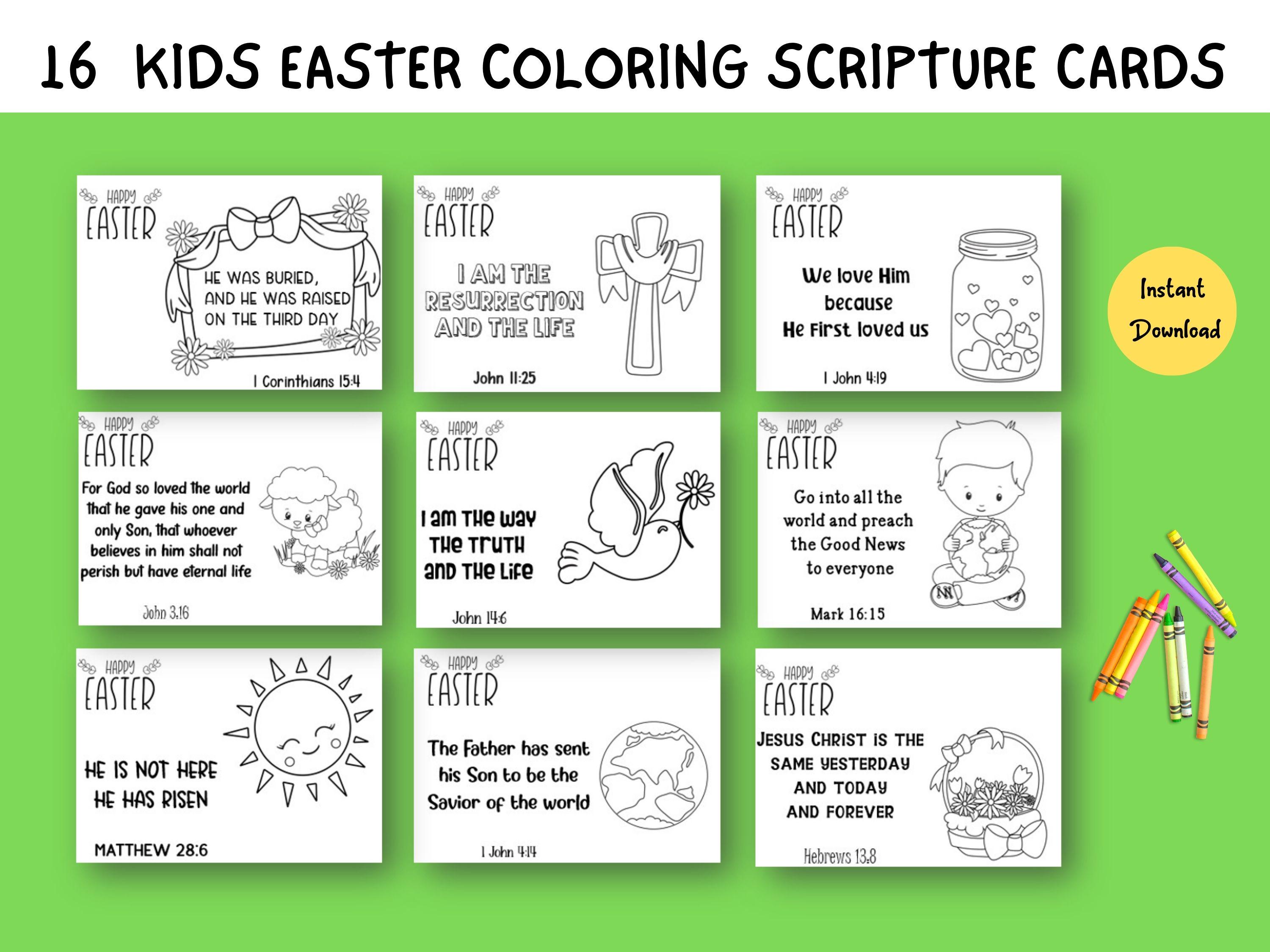 Kids Easter Coloring Cards: Bible Verse Activity (digital Download) - Etsy