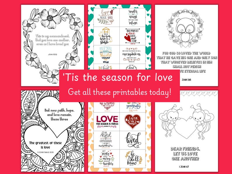 Valentine's Day Activity Sheets Bundle, Love Bible Verse Printables ...