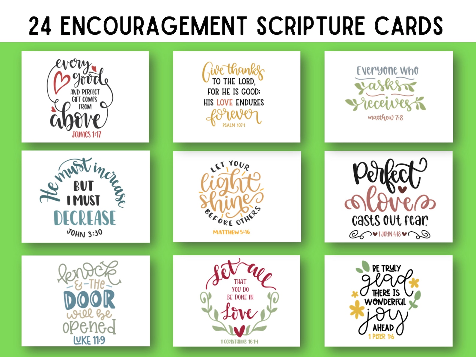 Inspirational Christian Encouragement Cards, Printable Bible Verse ...