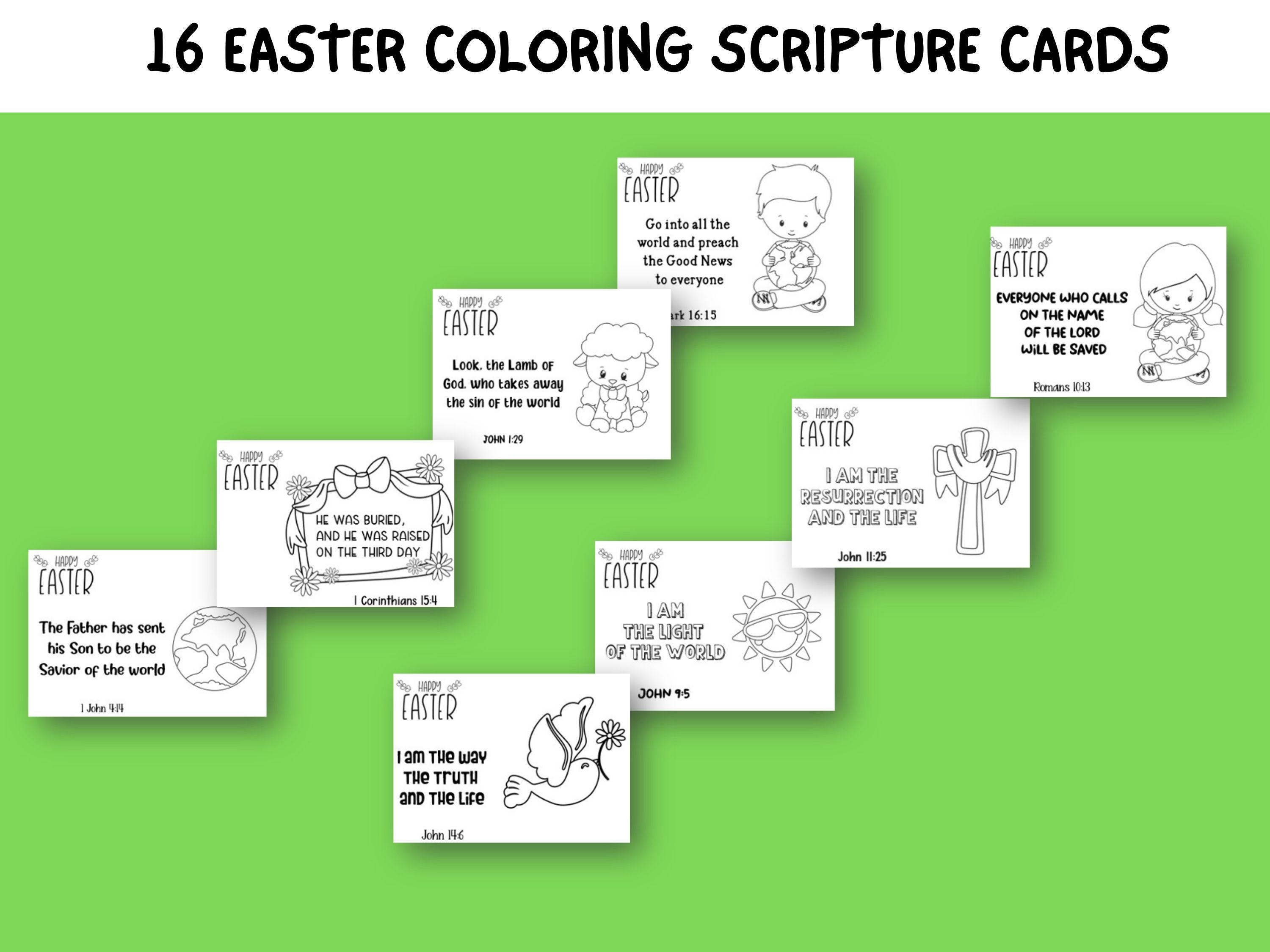 Kids Easter Coloring Cards: Bible Verse Activity (digital Download) - Etsy