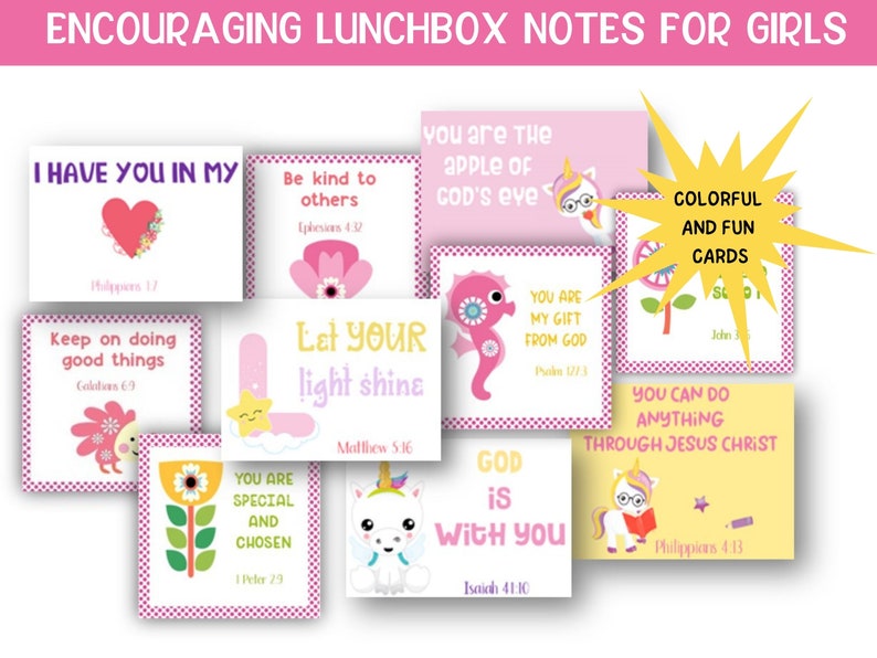 Girls Lunch Notes Printables, Lunch Love Notes, Back to School Notes ...