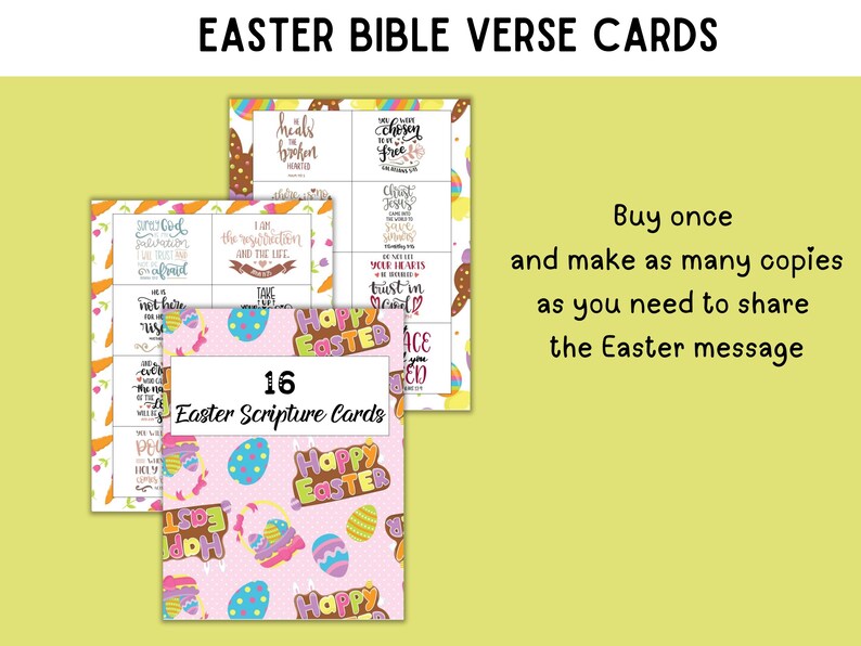 Easter Scripture Cards: Set of 16 Bible Verse Prints (digital Download ...