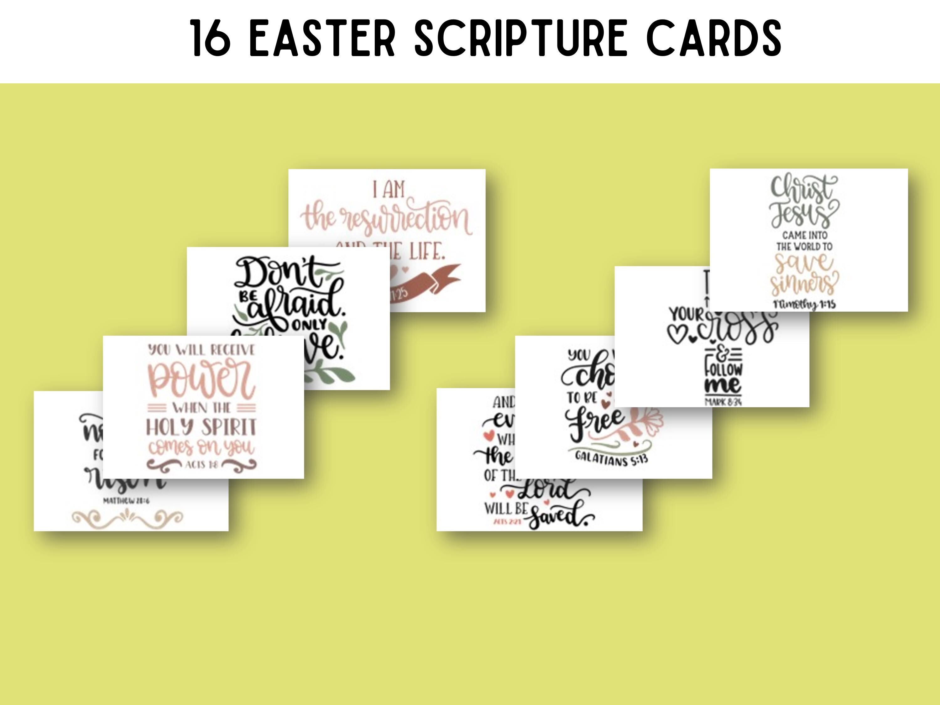 Easter Scripture Cards: Set of 16 Bible Verse Prints (digital Download ...