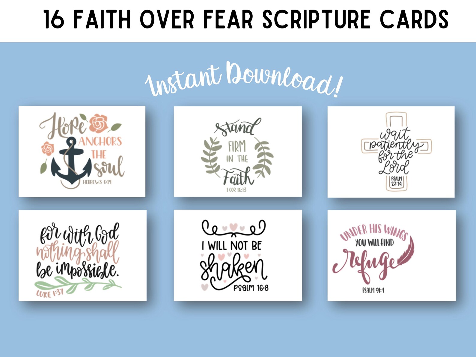 Faith Over Fear Scripture Cards: Christian Encouragement (digital ...