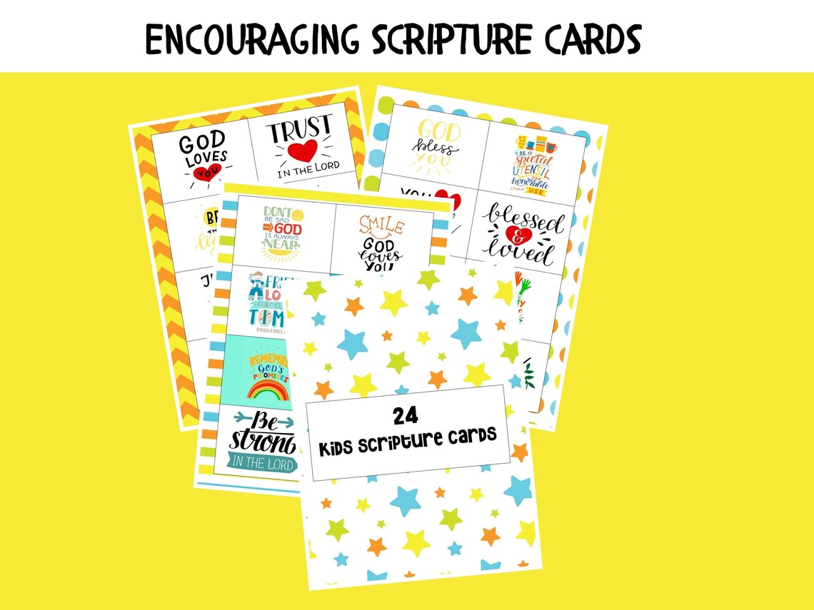 Printable Kids Scripture Cards, Digital Bible Verse Cards, Bible Memory ...