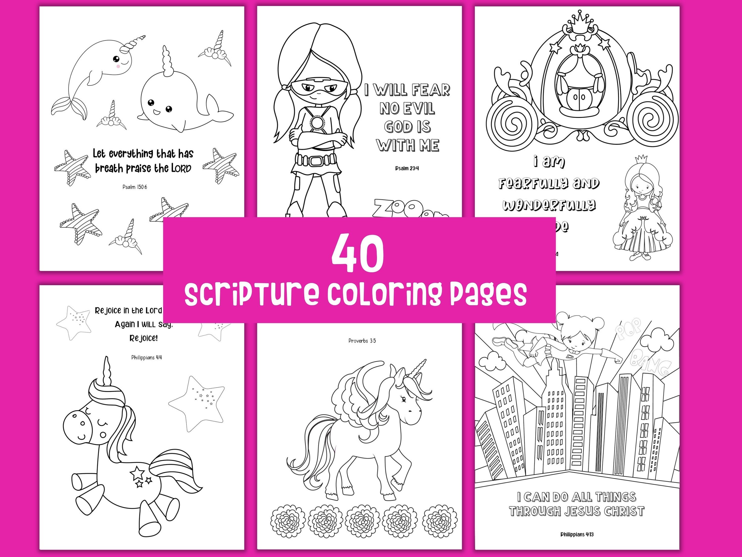 Girls Coloring Book, Scripture Coloring Pages, Kids Coloring Pack ...