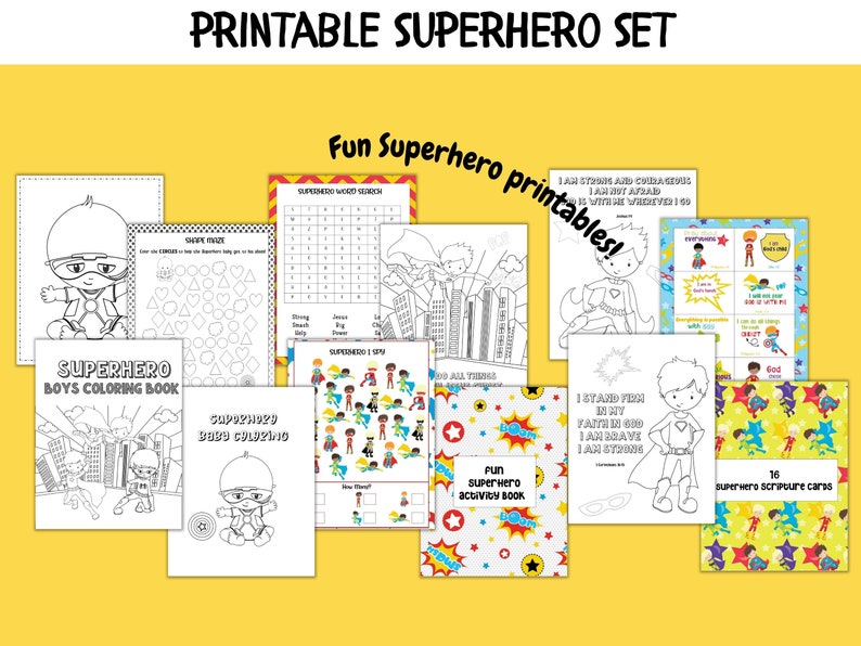 Superhero Activity Pack: Coloring Pages, Scripture Cards (printable) - Etsy