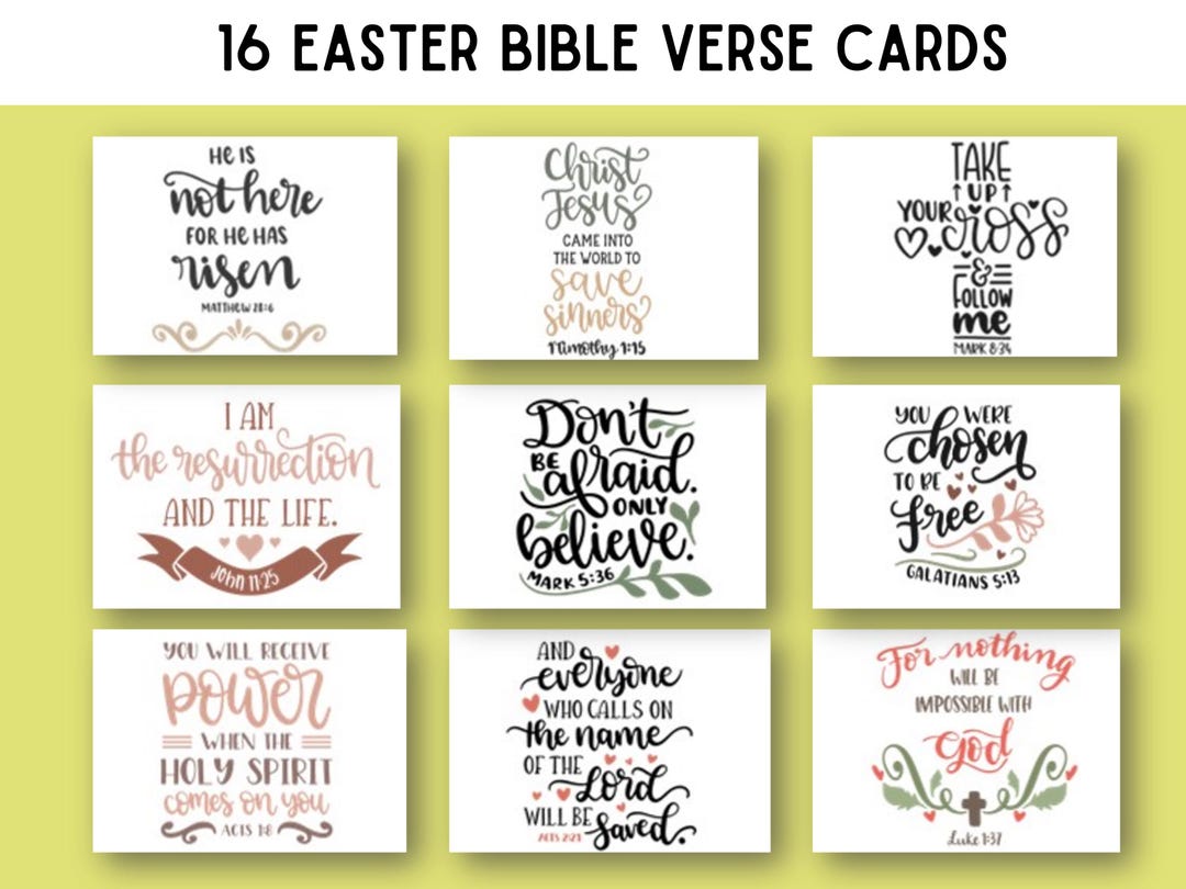 Easter Scripture Cards: Set of 16 Bible Verse Prints (digital Download ...