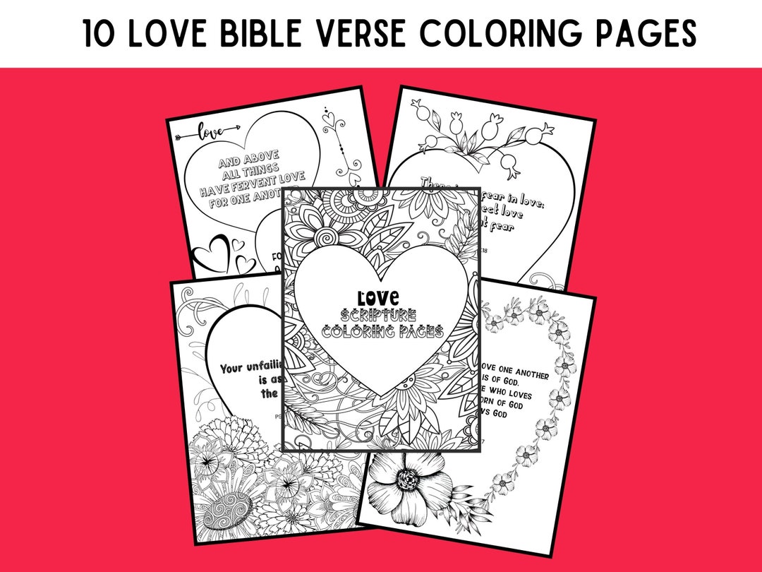 Valentine's Bible Verse Coloring Pages: Hearts Coloring Sheets (digital ...
