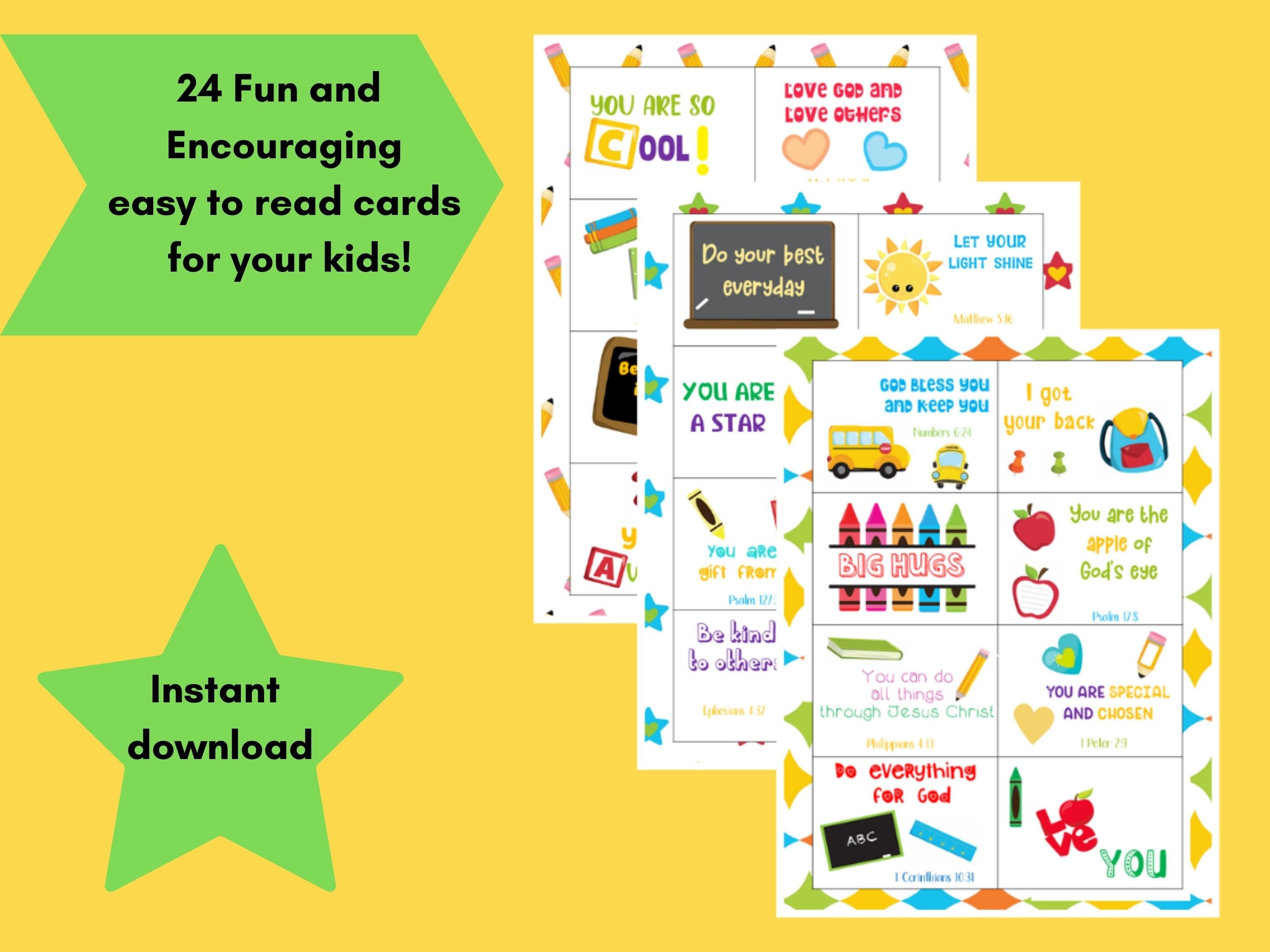 Kids Lunchbox Notes, Printable Love Notes, School Mini Notes, Back to ...