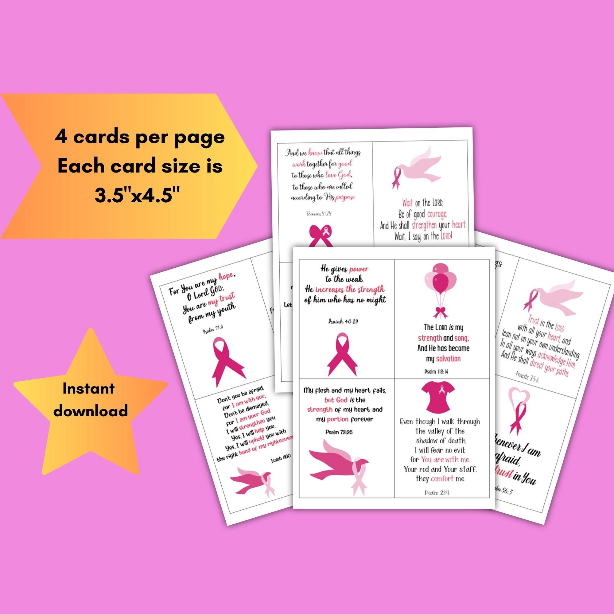 Breast Cancer Awareness Printable Scripture Cards, Affirmation Cards ...