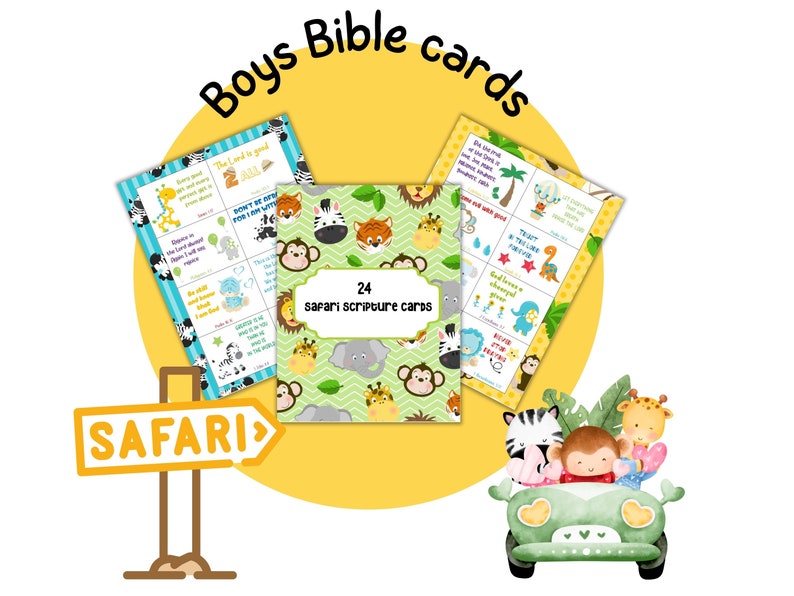 Printable Kids Bible verse cards Scripture notes Safari - Etsy México