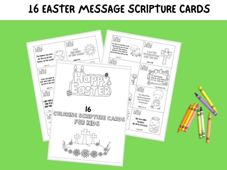 Kids Easter Cards Printable, Happy Easter Scripture Cards, Easter ...