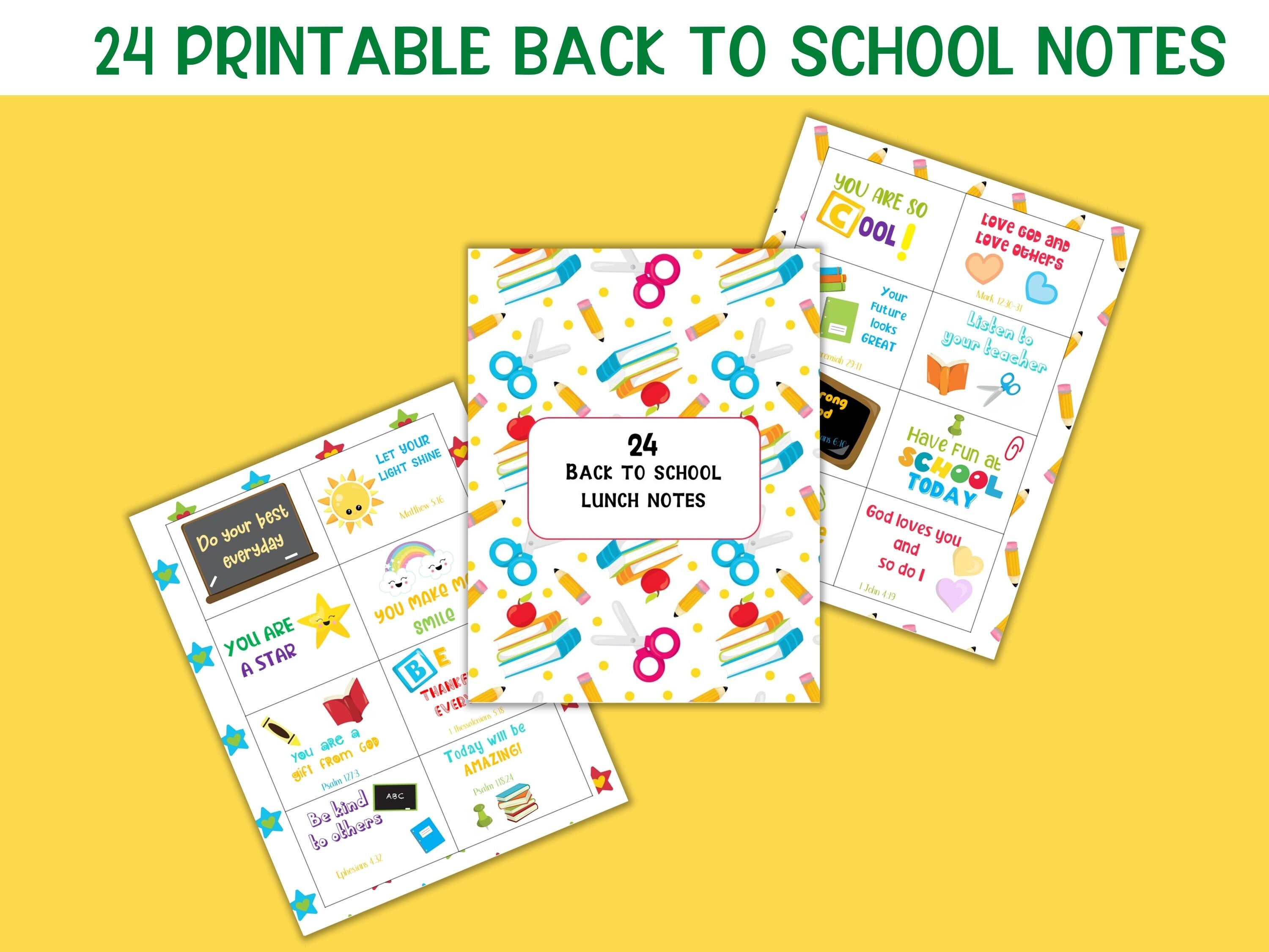 Kids Lunchbox Notes, Printable Love Notes, School Mini Notes, Back to ...