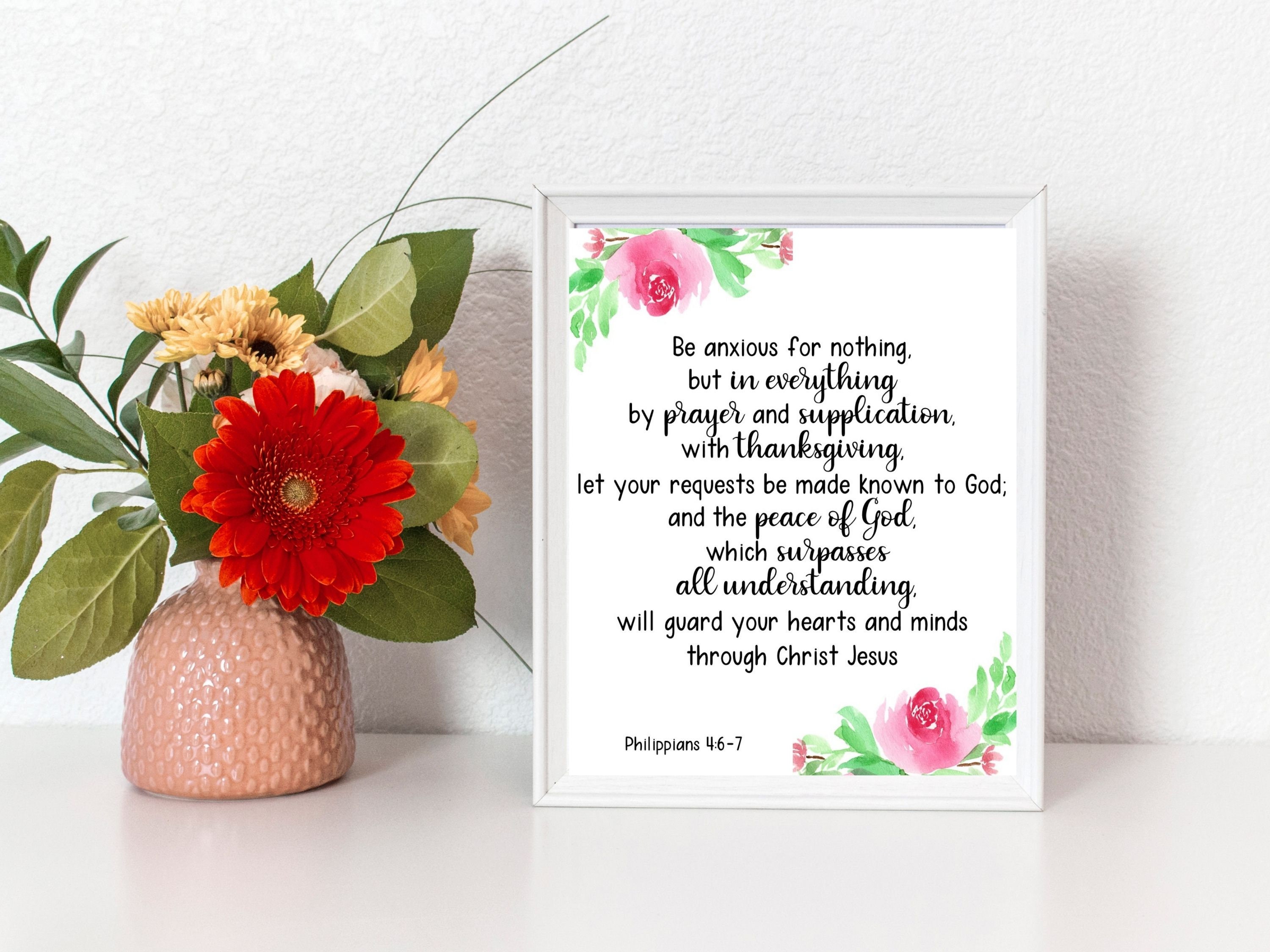 Buy Philippians 4 6-7, Be Anxious for Nothing Bible Verse Wall Art ...