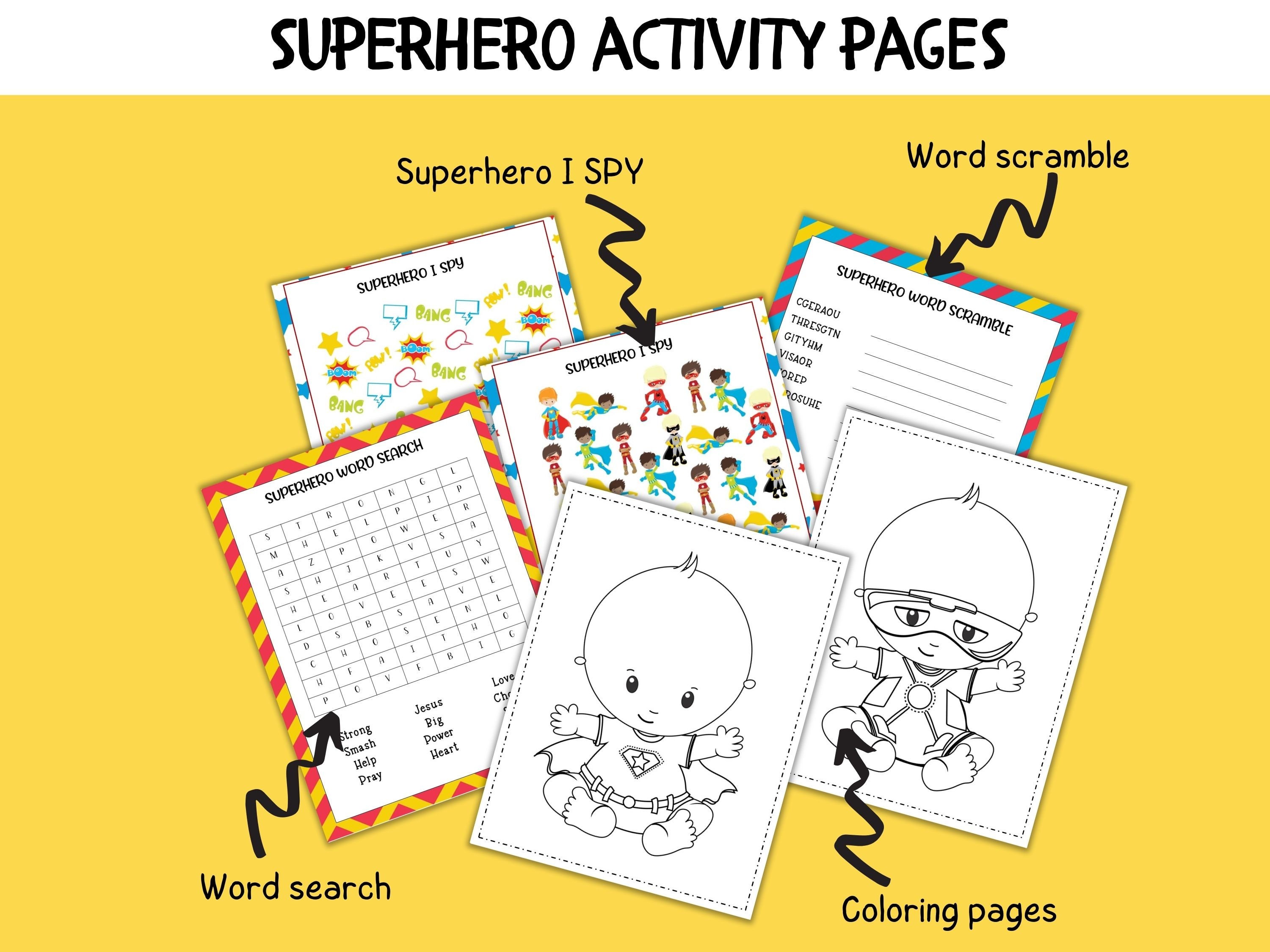 Superhero Activity Pages: Kids Games, Coloring (digital Download) - Etsy