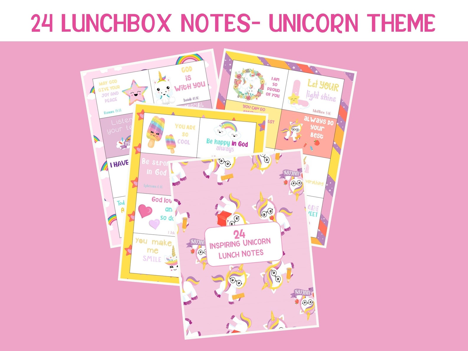 Printable Lunch Cards, Unicorn Notes, Kids Lunch Notes, Unicorn Back to ...