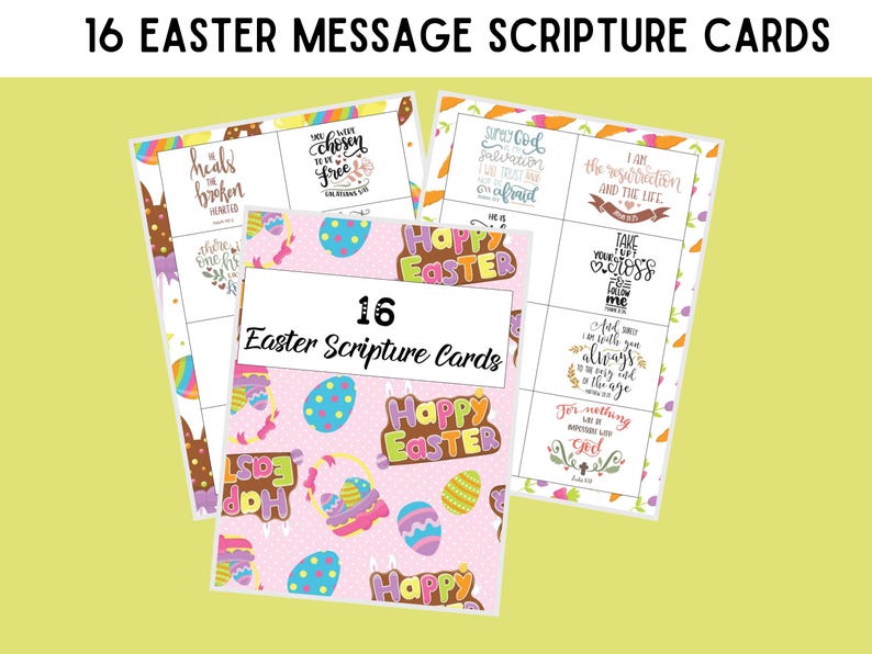 Easter Scripture Cards: Set of 16 Bible Verse Prints (digital Download ...