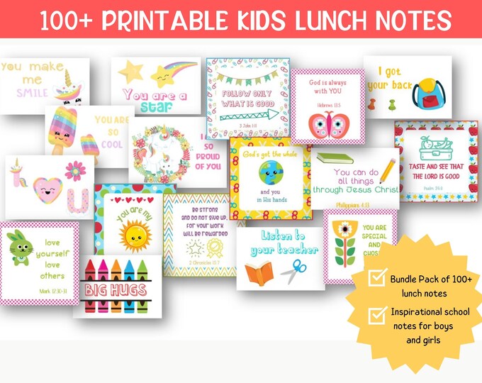 Printable Lunch Cards, Unicorn Notes, Kids Lunch Notes, Unicorn Back to ...